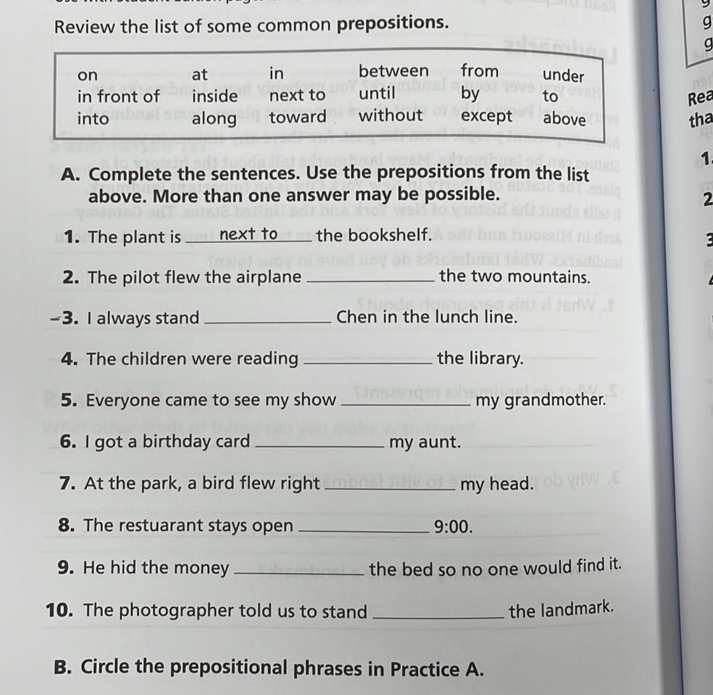 Review the list of some common prepositions. | StudyX