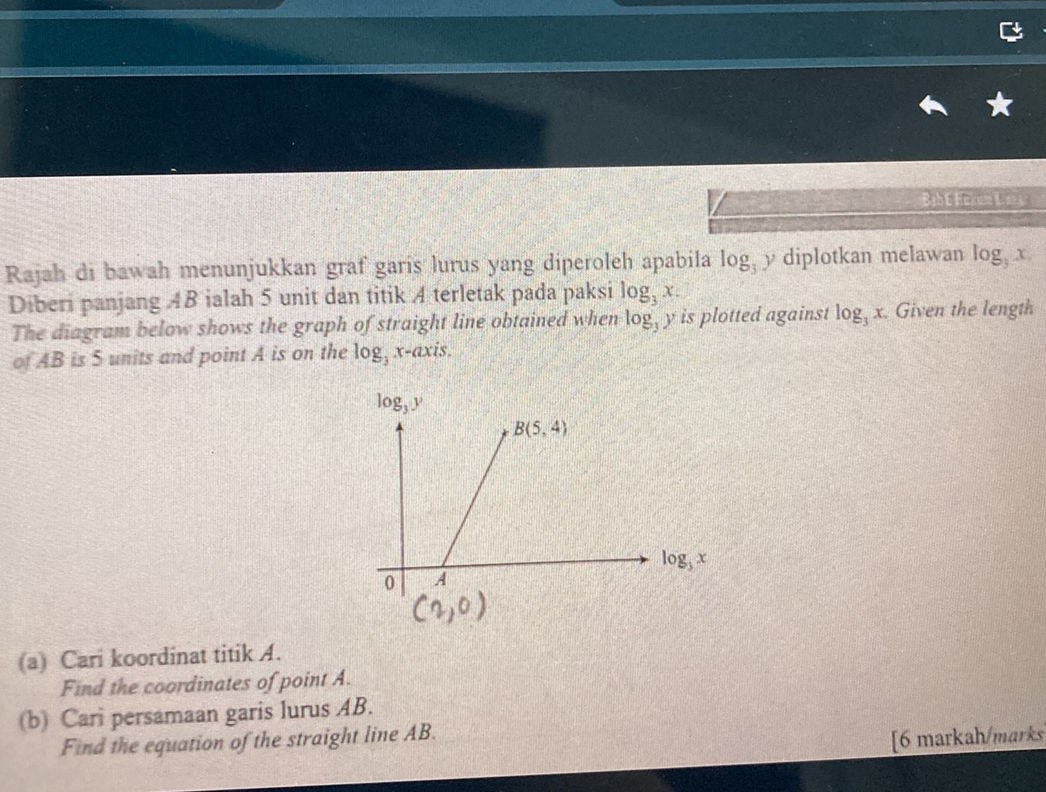 Rajah di bawah menunjukkan graf garis lurus | StudyX