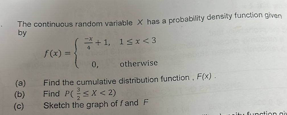 The continuous random variable $X$ has a