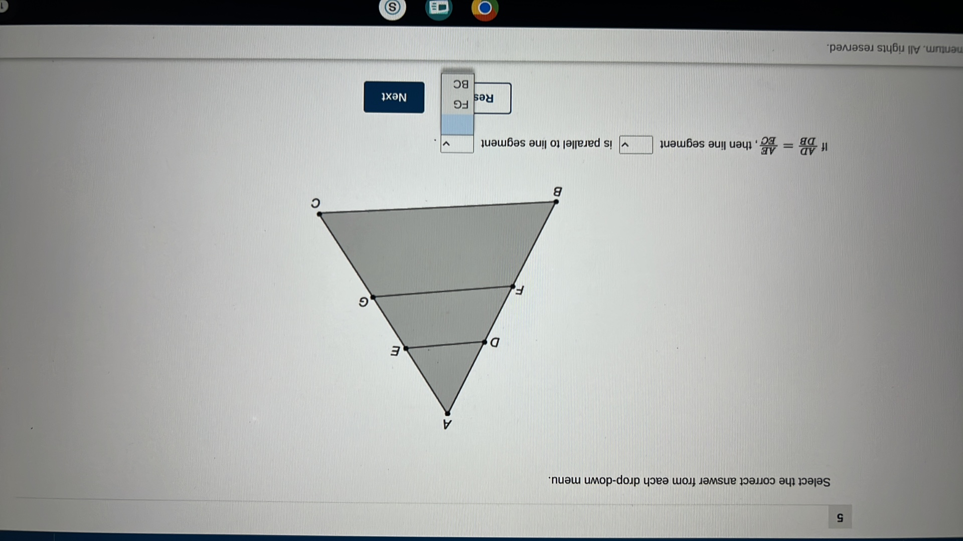 If \( {AD}{DB} = {AE}{EC}\), then line | StudyX