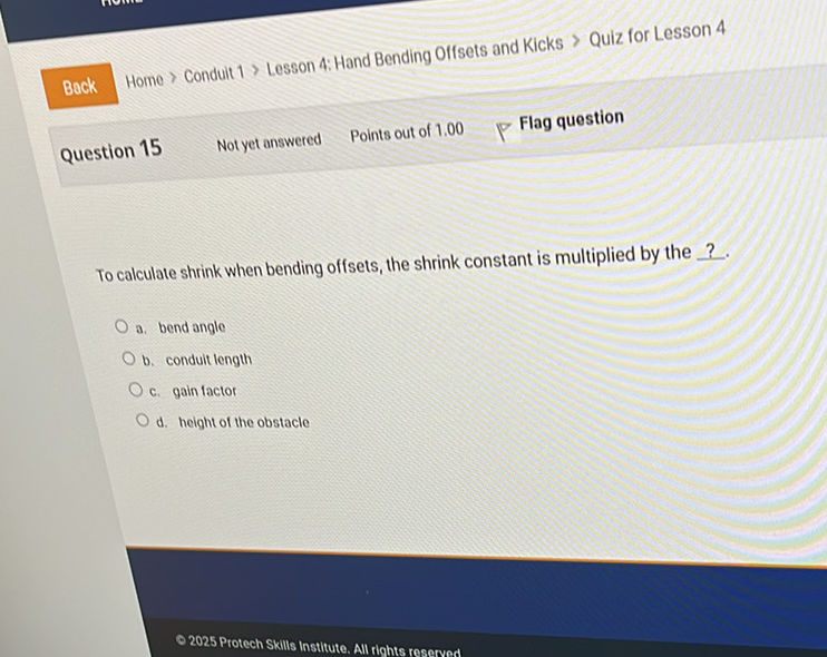 To calculate shrink when bending offsets, | StudyX