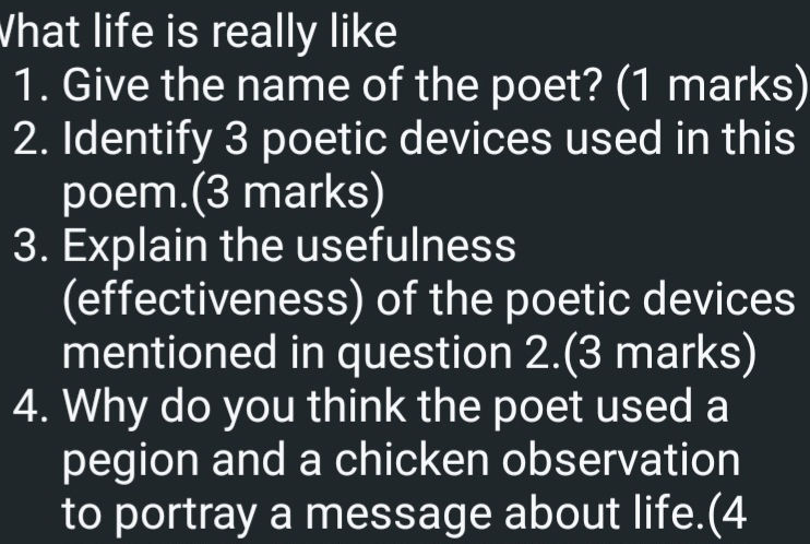 1. Give the name of the poet? (1 marks) 2. | StudyX