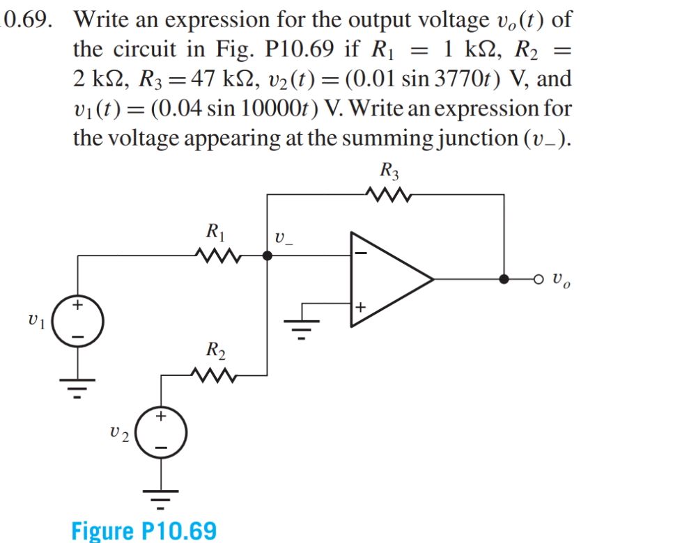 Write an expression for the output voltage | StudyX