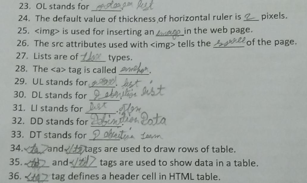 23. OL stands for _order list_ 24. The | StudyX