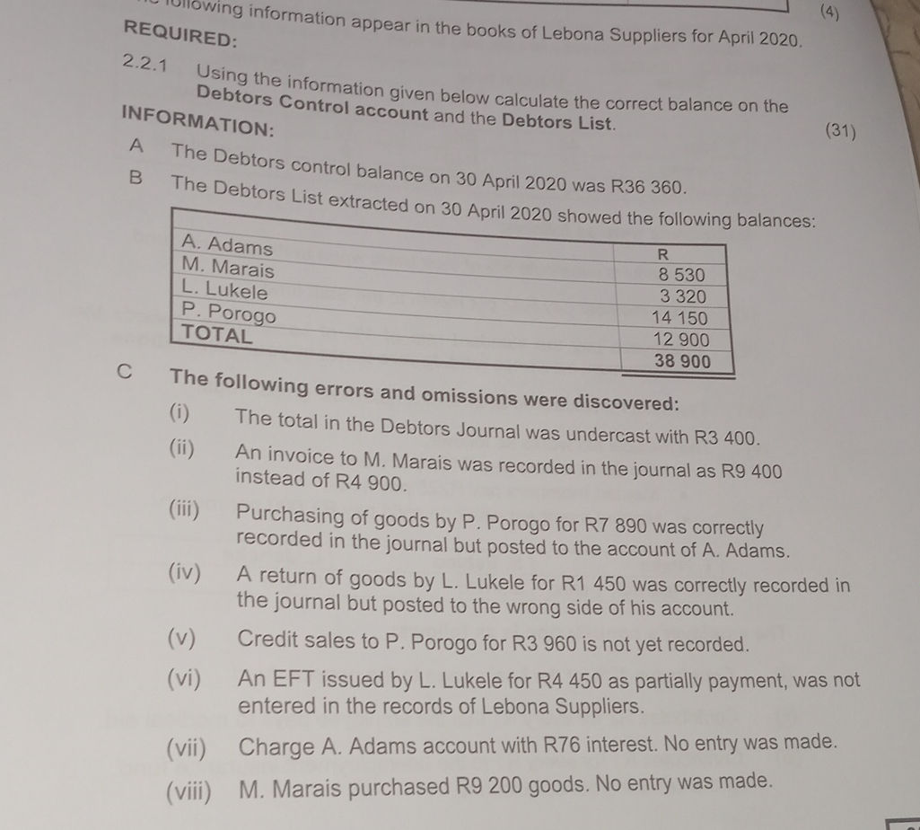 2.2.1 Using the information given below | StudyX