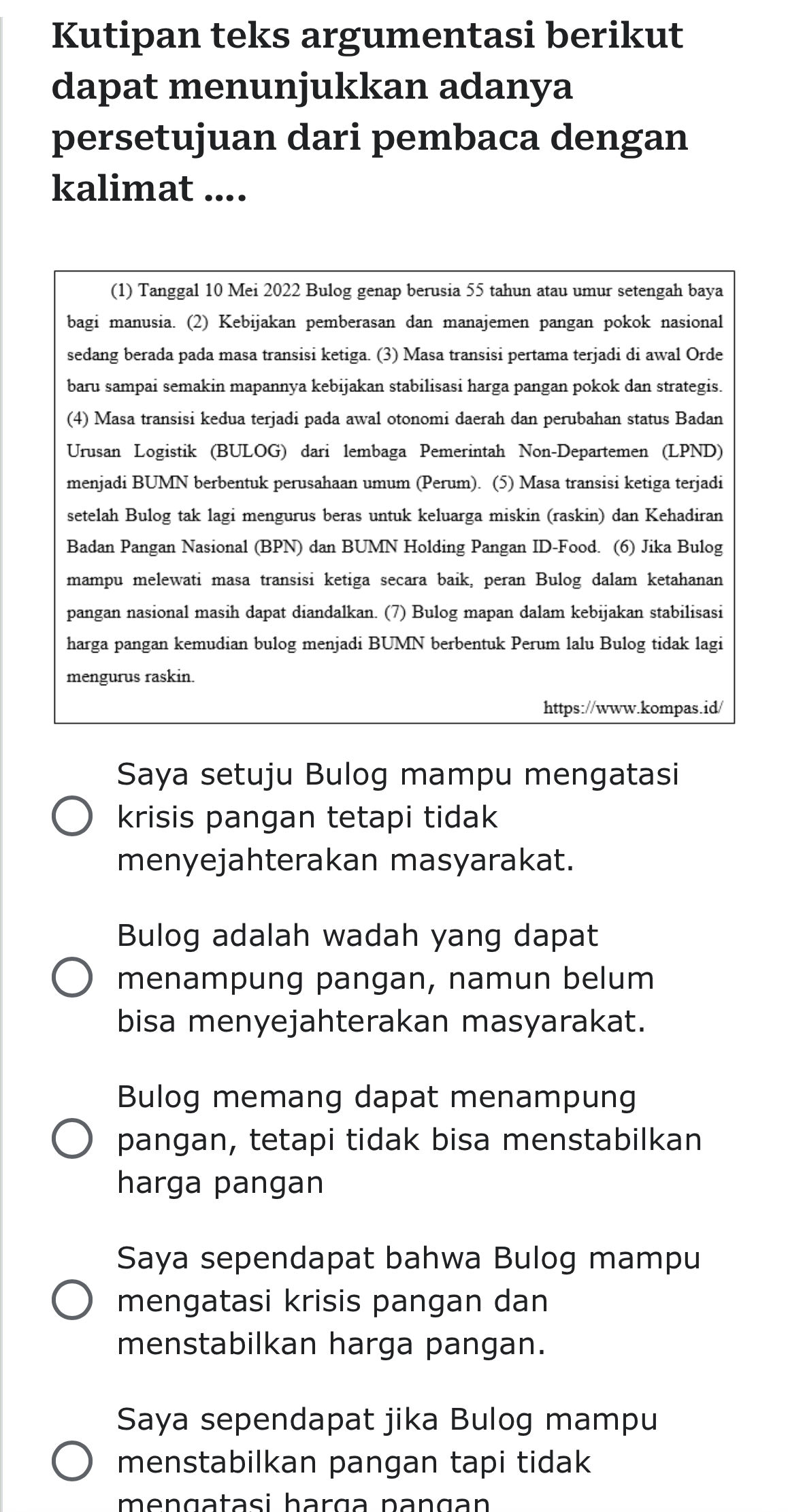 Kutipan teks argumentasi berikut dapat | StudyX
