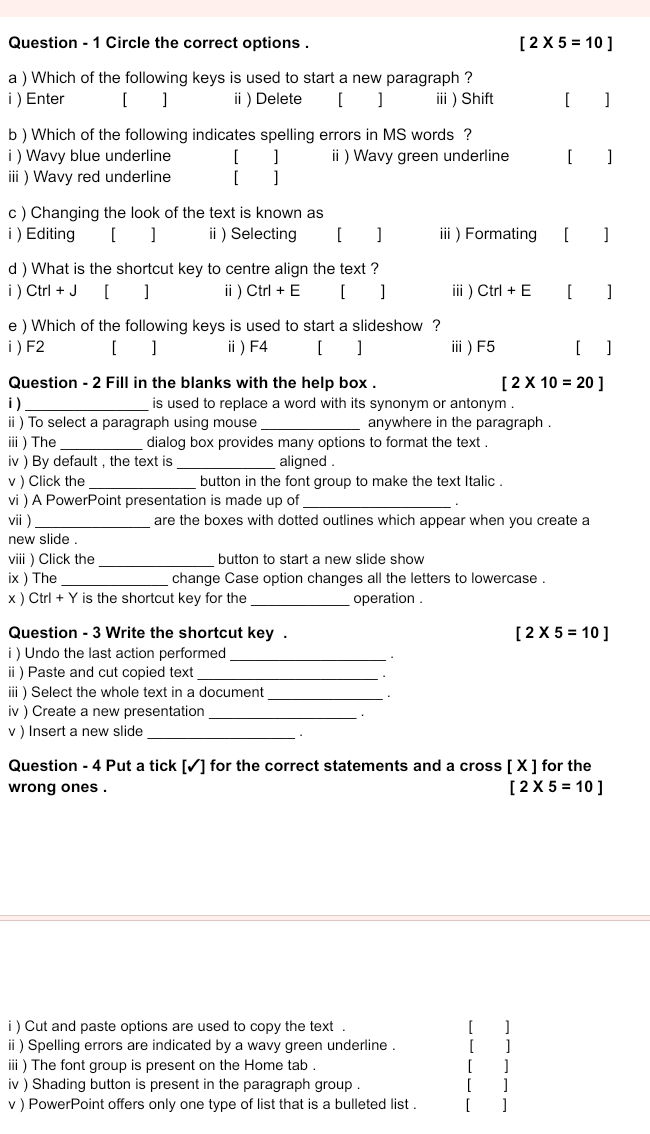 Question - 1 Circle the correct options. a) | StudyX