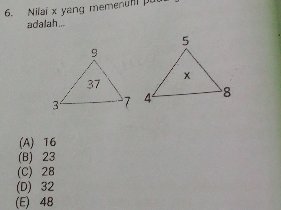 Nilai x yang memenuhi adalah... Diagram 1: | StudyX