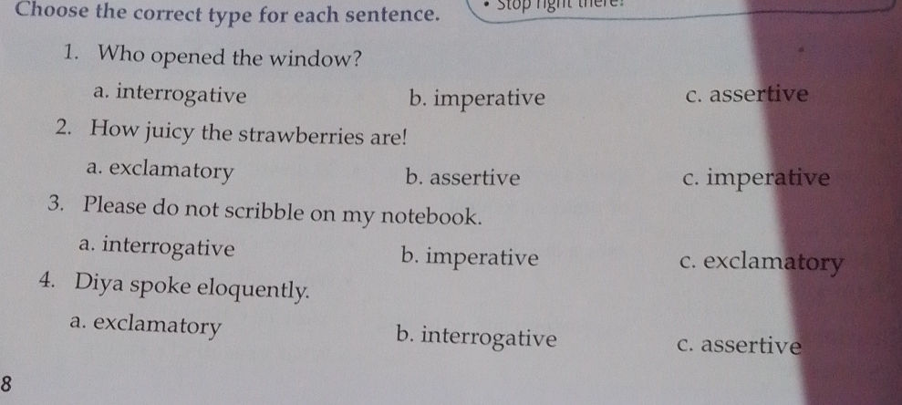 Choose the correct type for each sentence. | StudyX