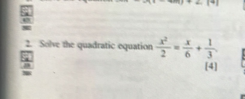 Solve the quadratic equation $ {x^2}{2} = | StudyX