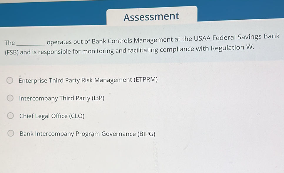 The _______ operates out of Bank Controls | StudyX