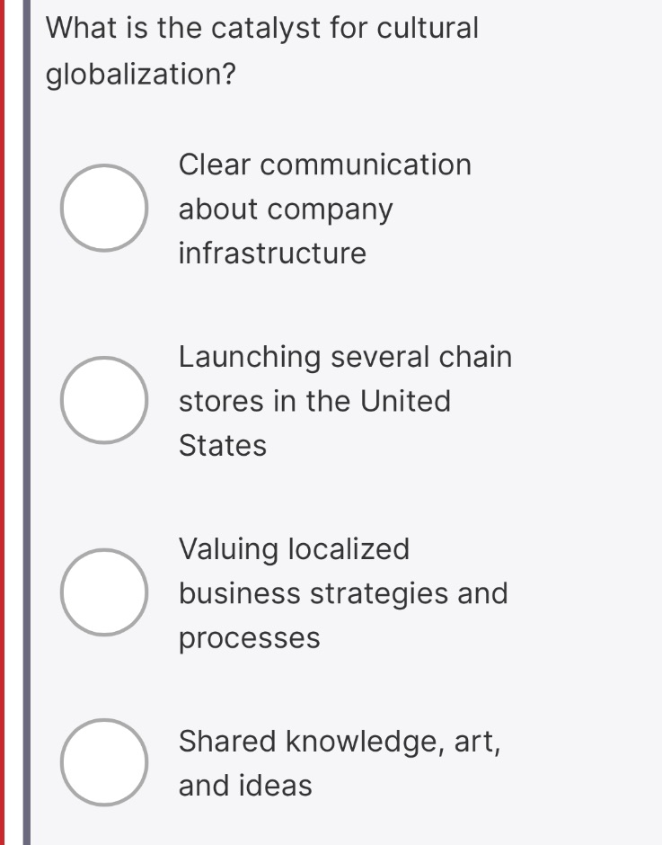 What is the catalyst for cultural | StudyX