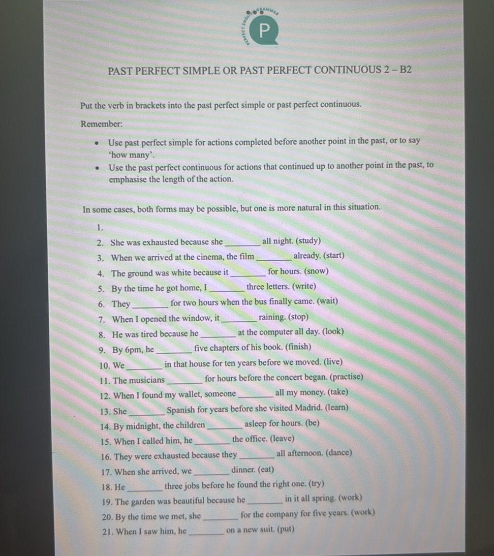 Put the verb in brackets into the past | StudyX