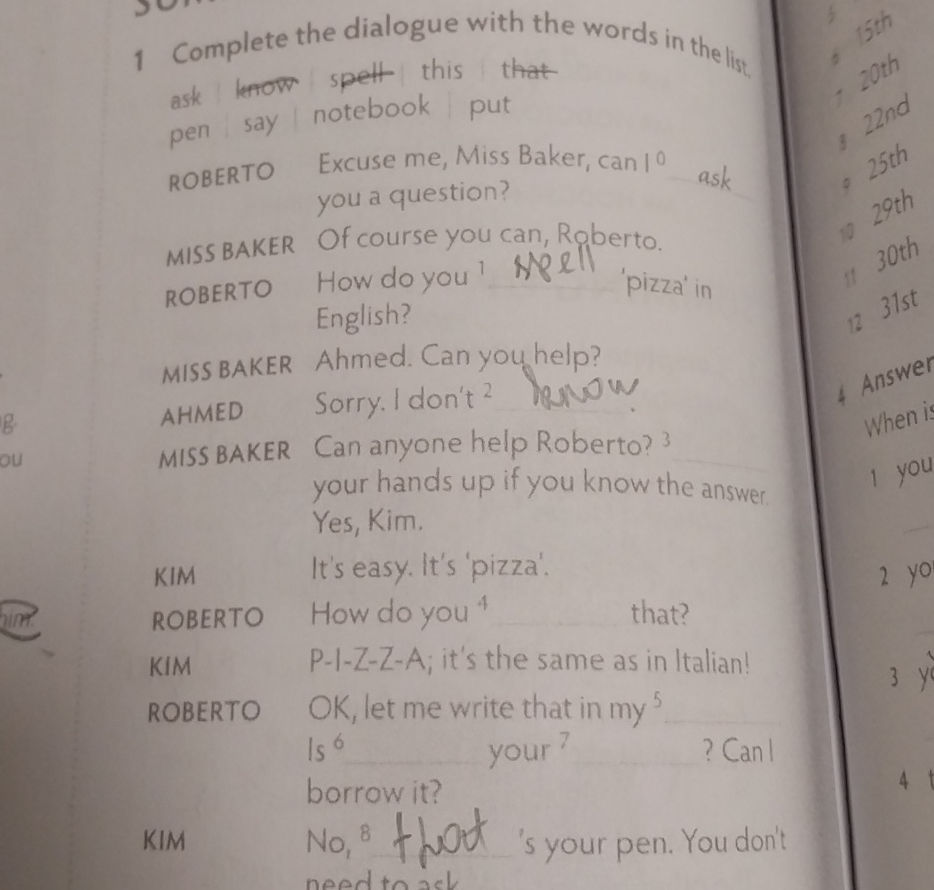 1 Complete the dialogue with the words in | StudyX