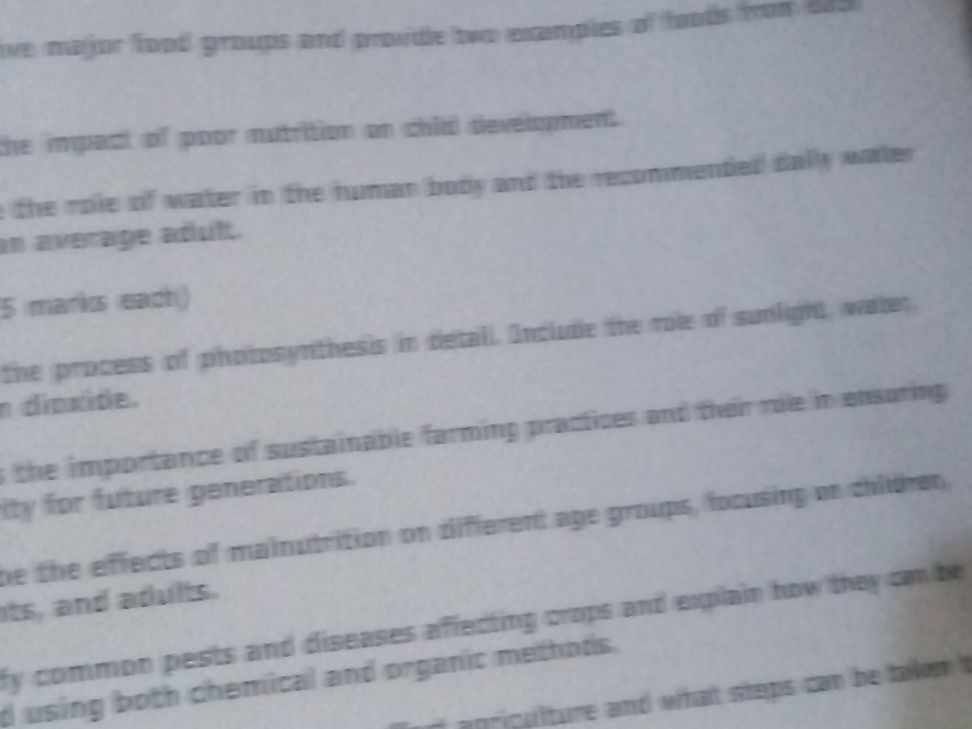 Give major food groups and provide two | StudyX