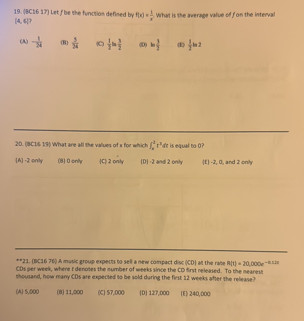 19. (BC16 17) Let $f$ be the function | StudyX