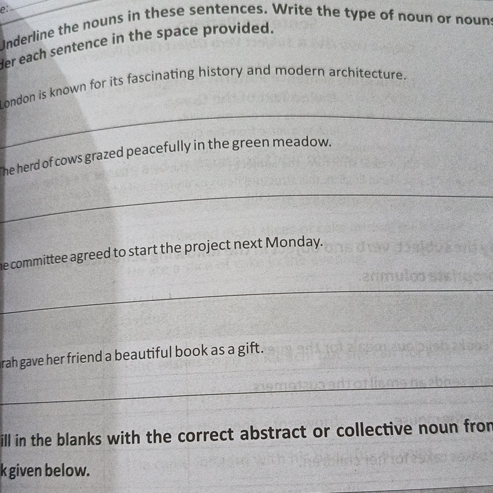 Underline the nouns in these sentences. | StudyX