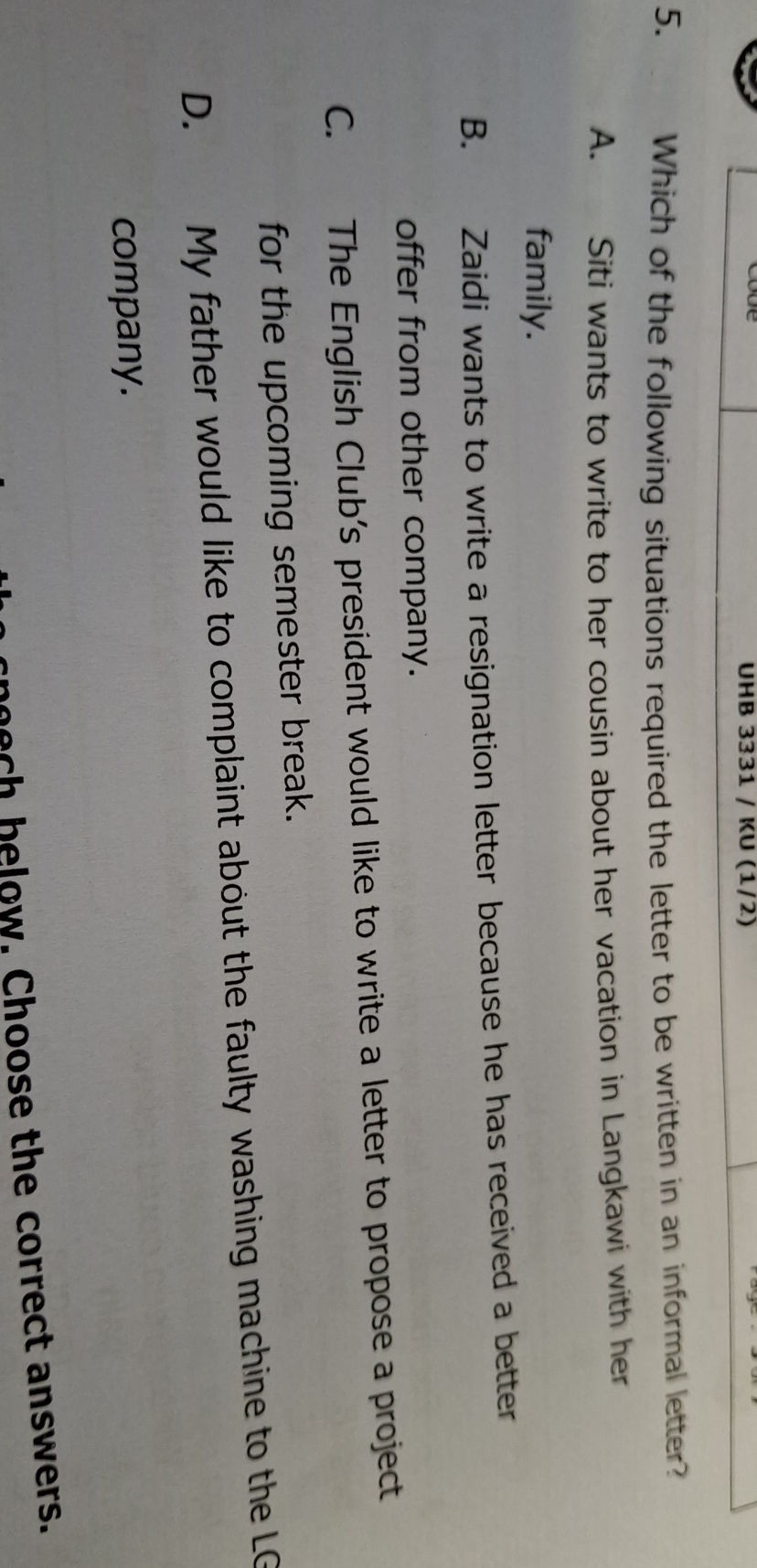 5. Which of the following situations | StudyX