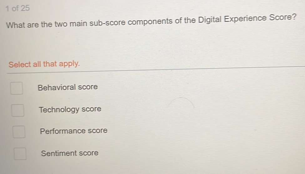 What are the two main sub-score components | StudyX