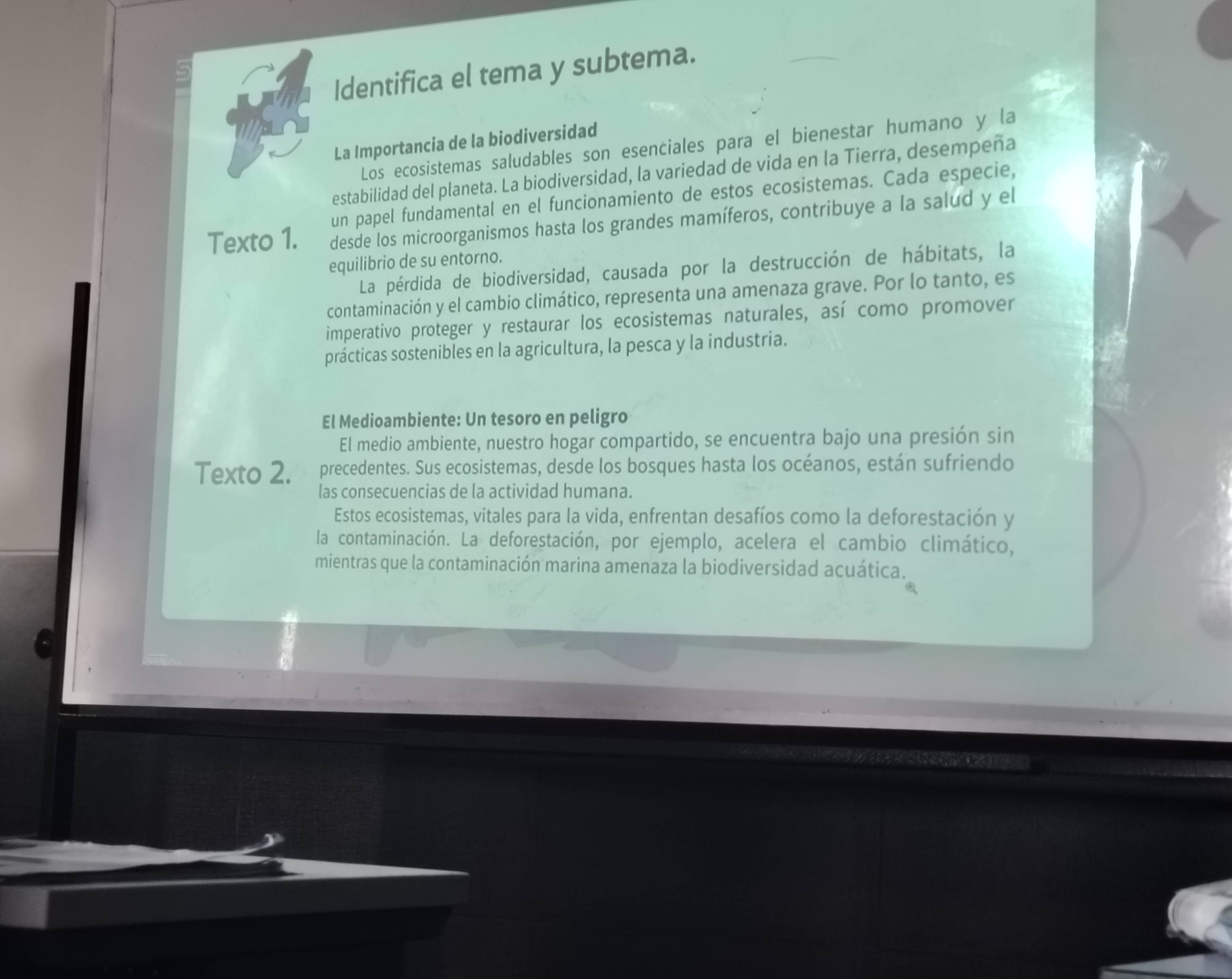 Identifica el tema y subtema. Texto 1. La | StudyX