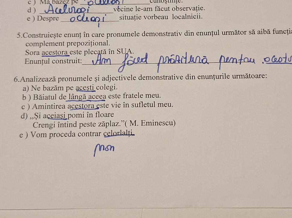 5. Construiește enunț în care pronumele | StudyX