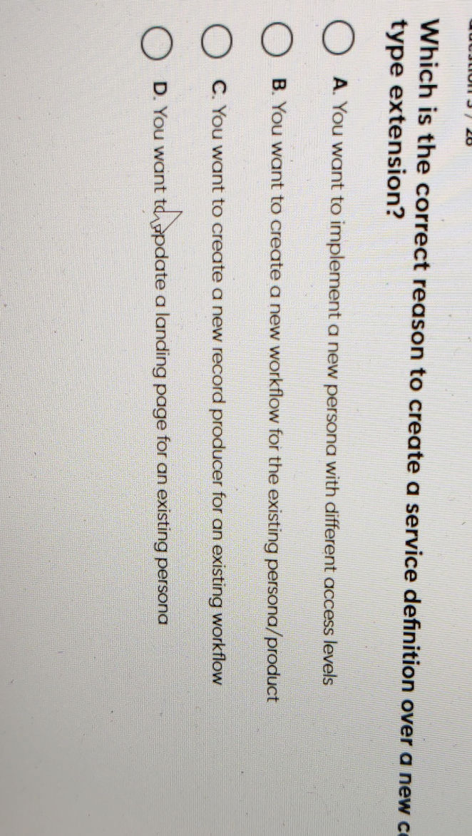 Which is the correct reason to create a | StudyX