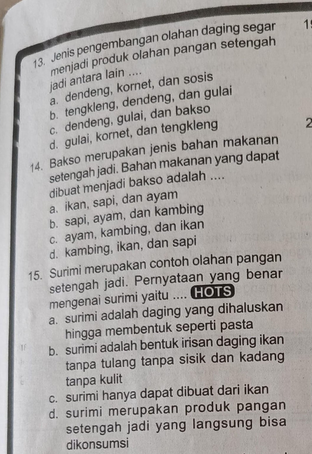 13. Jenis pengembangan olahan daging segar | StudyX