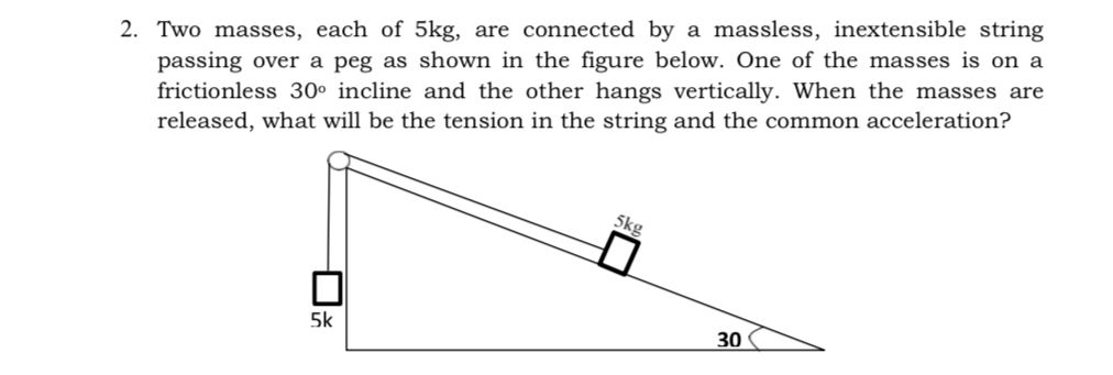 2. Two masses, each of 5kg, are connected by | StudyX