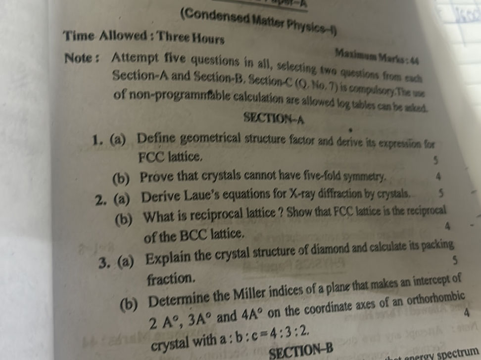 1. (a) Define geometrical structure factor | StudyX