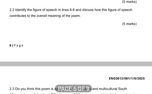 2.2 Identify the figure of speech in lines | StudyX