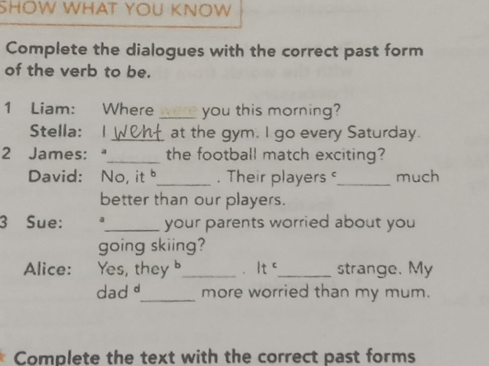 Complete the dialogues with the correct past | StudyX