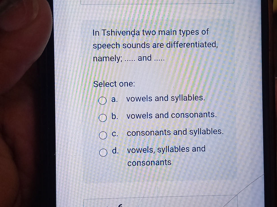 In Tshivenda two main types of speech sounds | StudyX