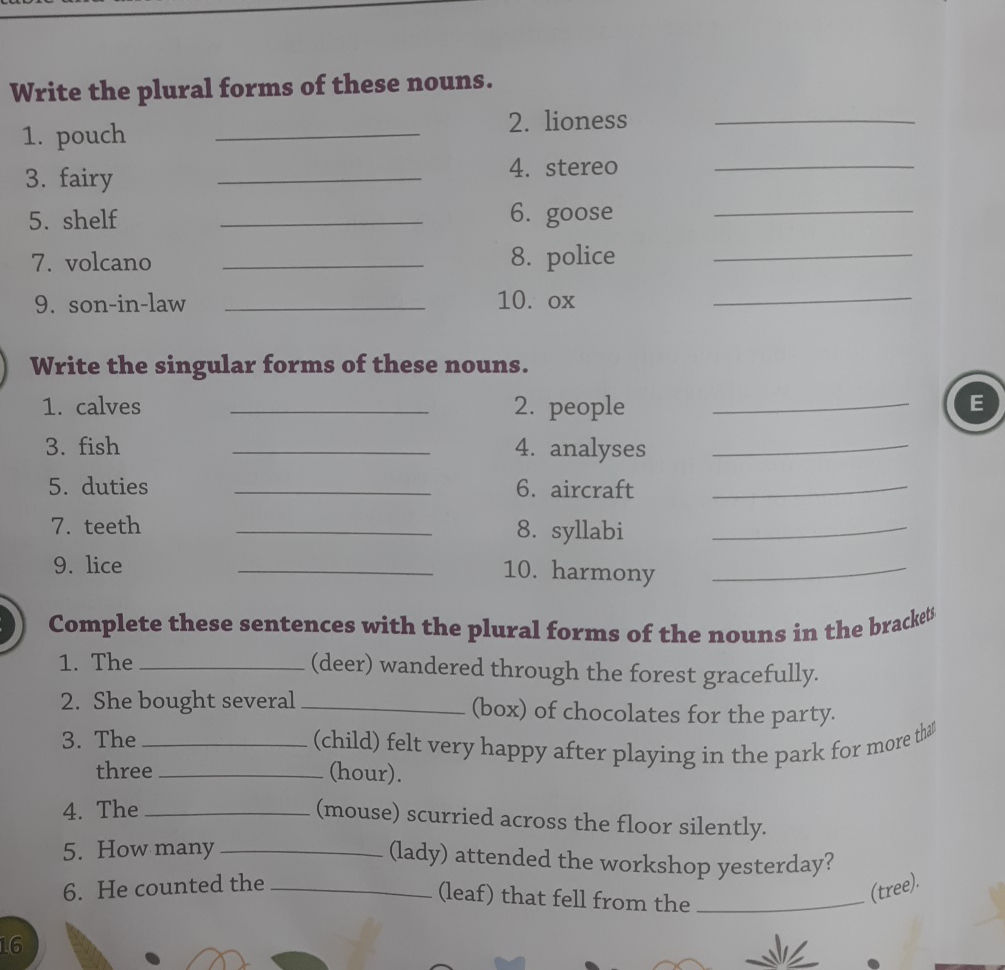 Write the plural forms of these nouns. 1. | StudyX