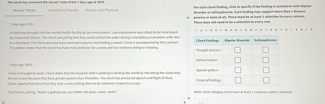 For each client finding, click to specify if | StudyX