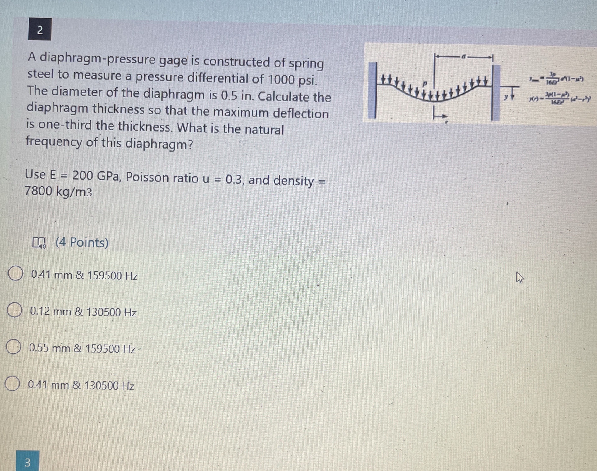 A diaphragm-pressure gage is constructed of | StudyX