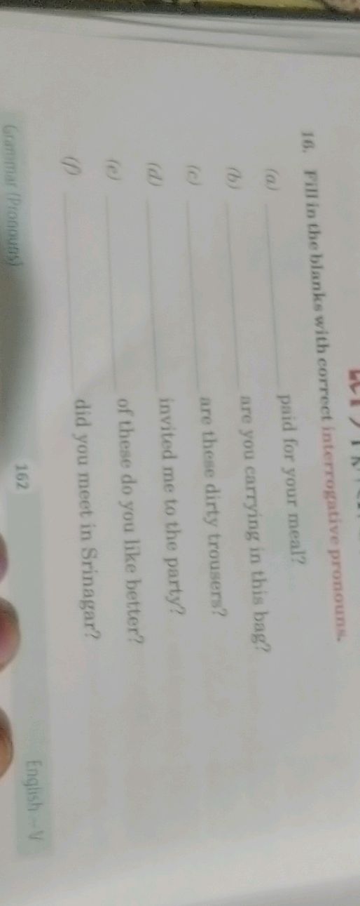 16. Fill in the blanks with correct | StudyX