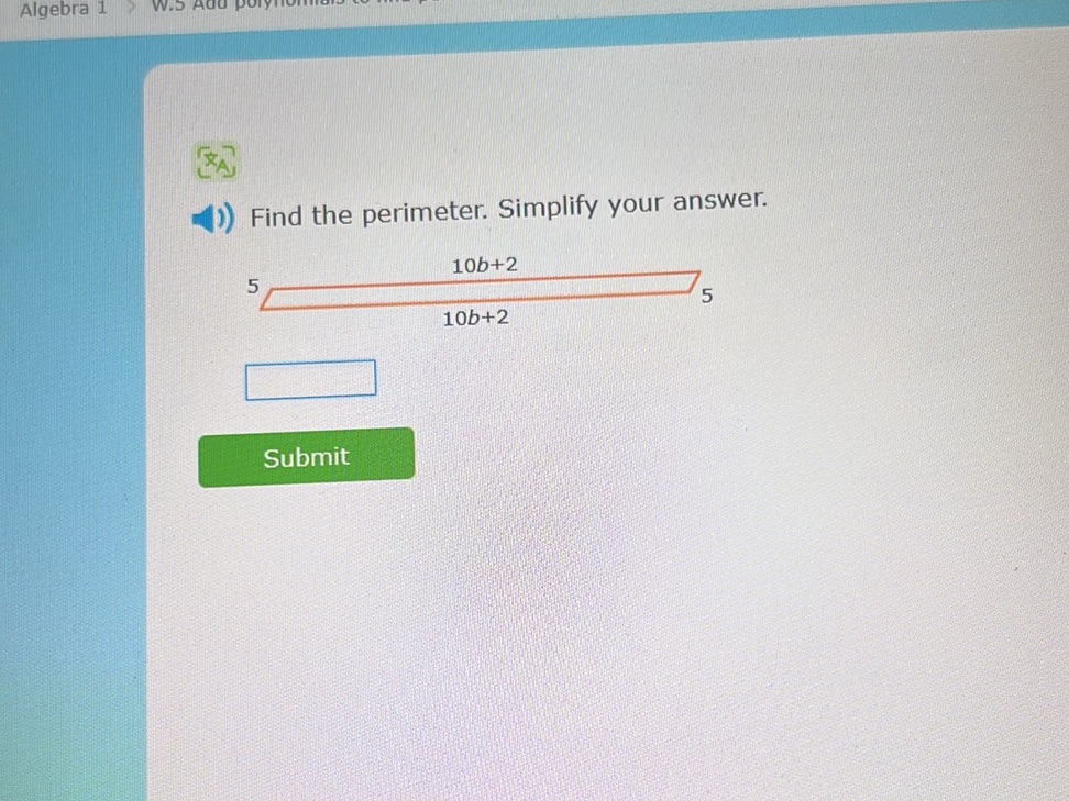 Find the perimeter. Simplify your answer. 5