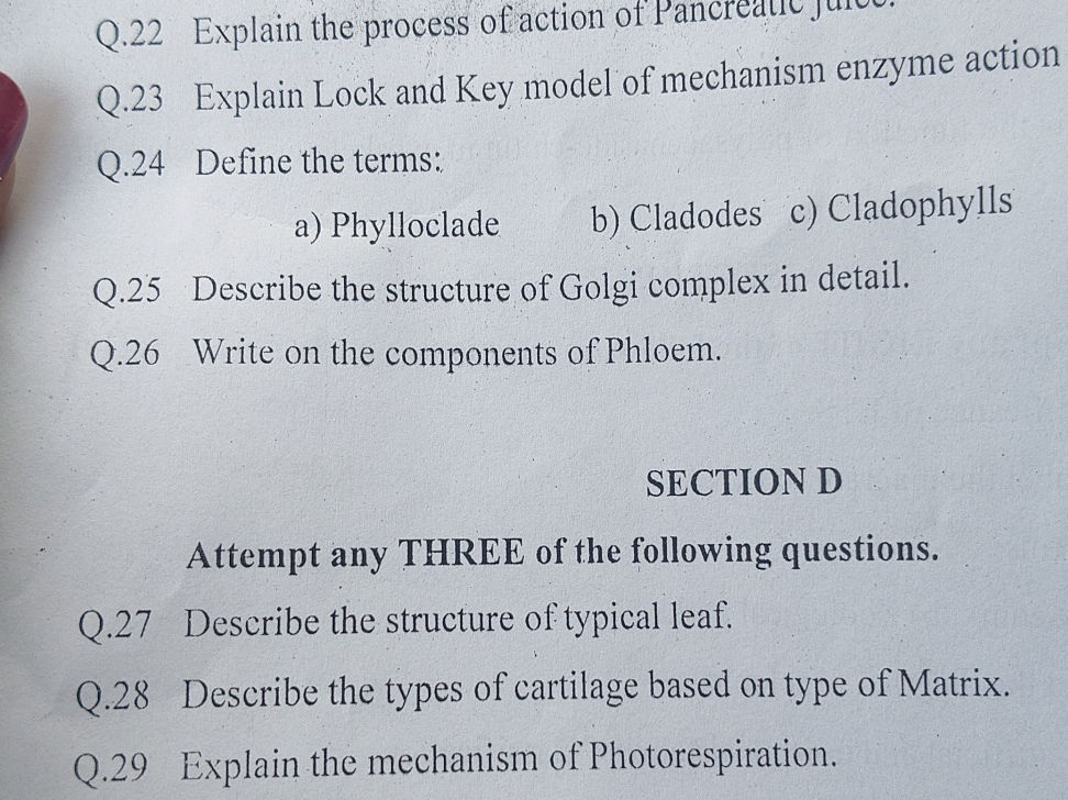 Q.22 Explain the process of action of | StudyX