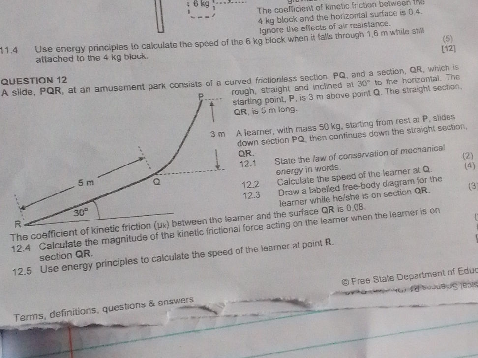 11.4 Use energy principles to calculate the | StudyX