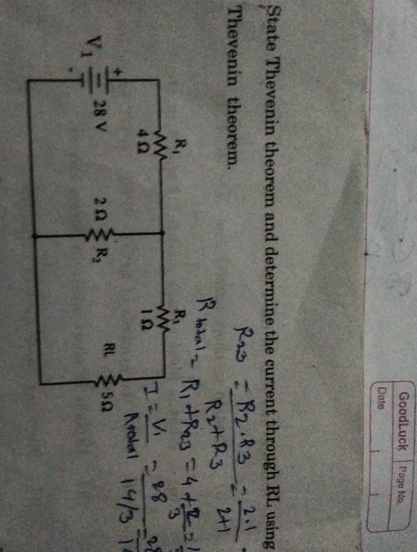 State Thevenin theorem and determine the | StudyX