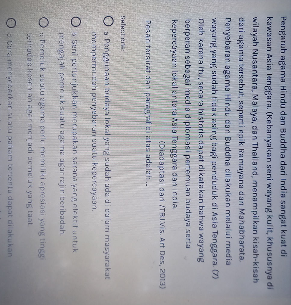 Pesan tersirat dari paragraf di atas adalah | StudyX