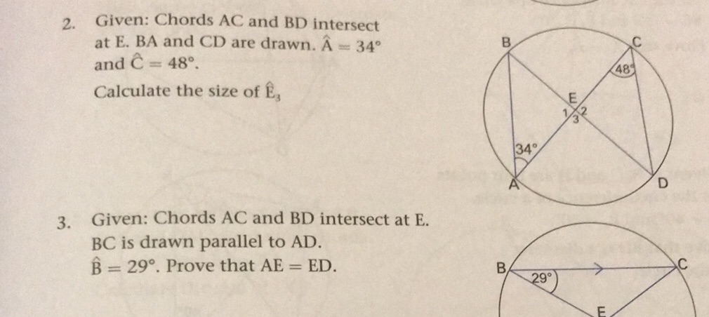 2. Given: Chords AC and BD intersect at E. | StudyX