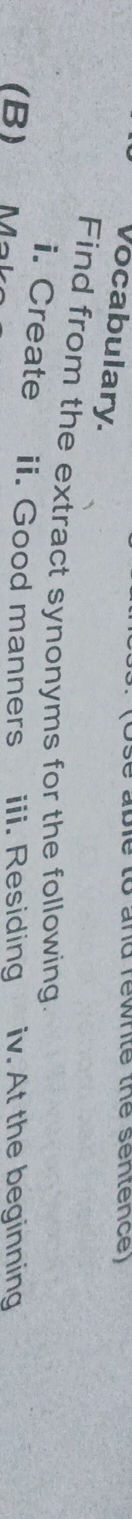 Find from the extract synonyms for the | StudyX