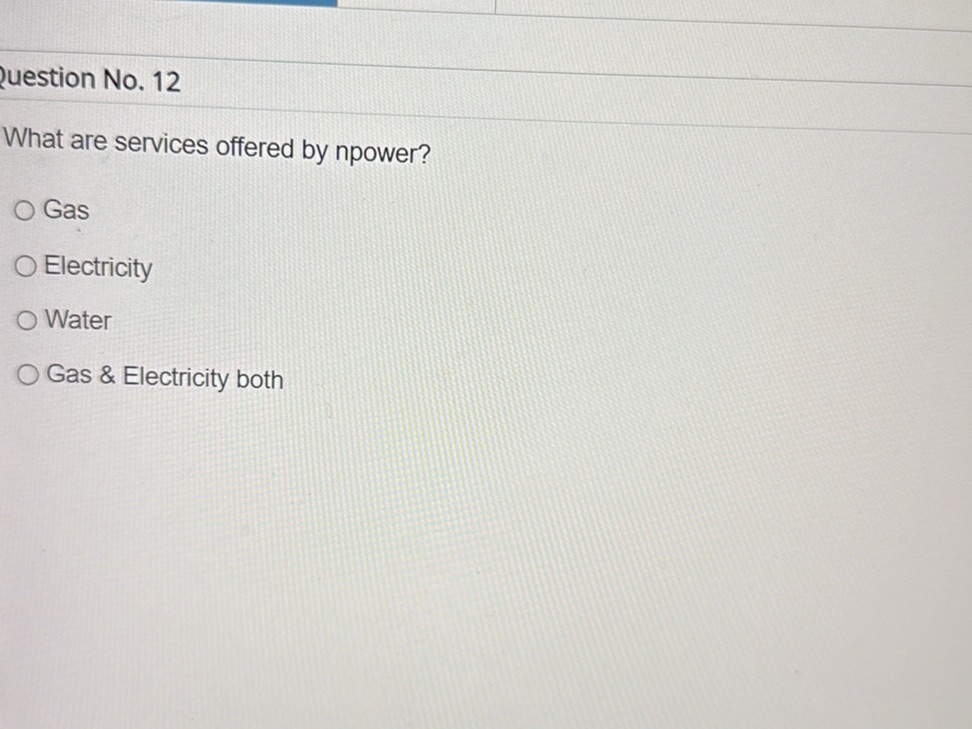 What are services offered by npower? O Gas | StudyX