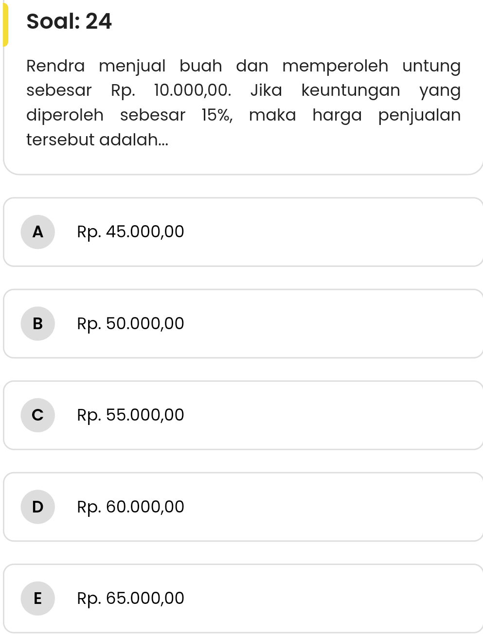Rendra menjual buah dan memperoleh untung | StudyX
