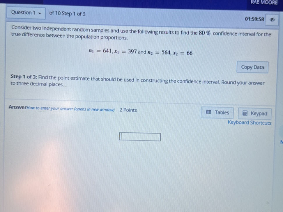 Consider two independent random samples and | StudyX