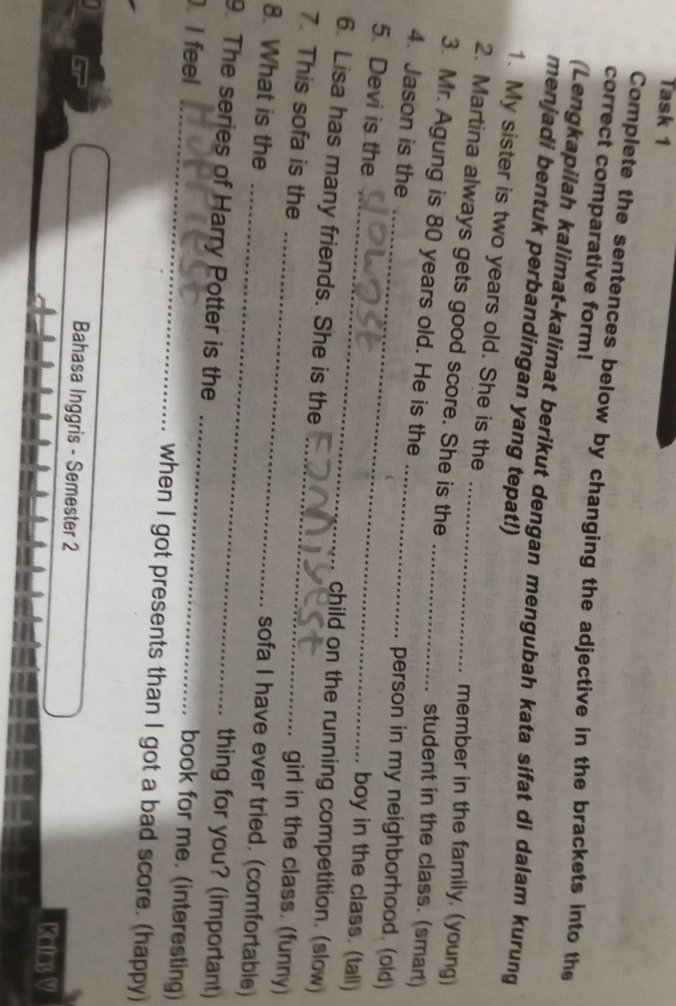 Complete the sentences below by changing the | StudyX