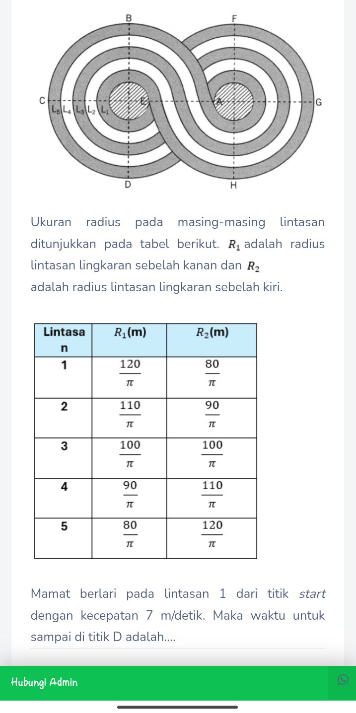 Ukuran radius pada masing-masing lintasan | StudyX