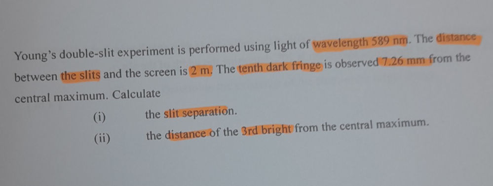 Young's double-slit experiment is performed | StudyX