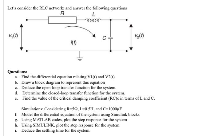 Let's consider the RLC network: and answer | StudyX